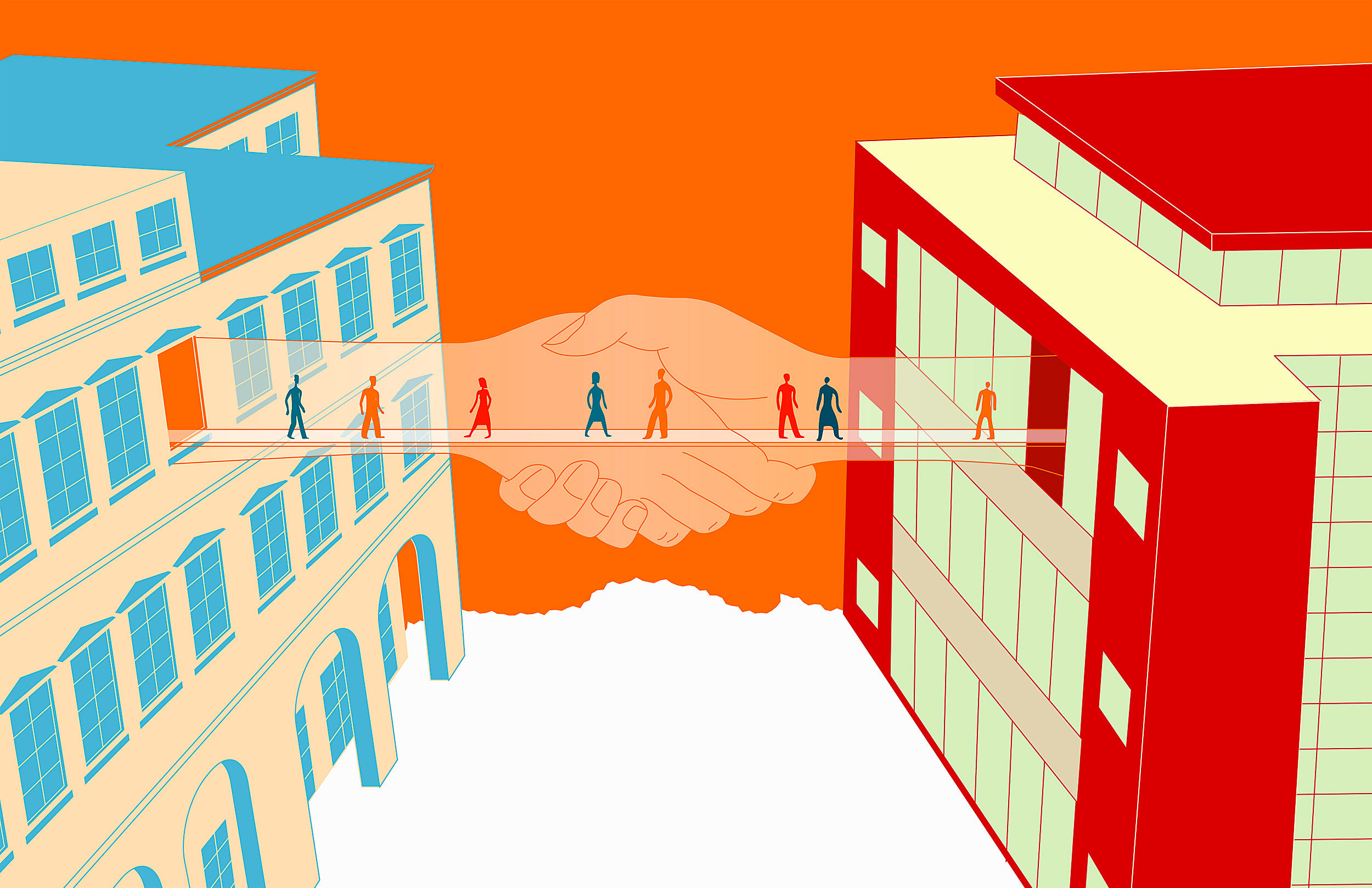 Building bridges can foster cooperation between uncooperative groups ...